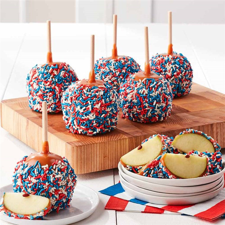 Patriotic Sprinkle Caramel Apples, Case of 6 | Affy Tapple